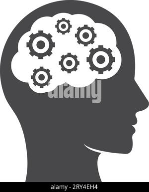 brain profile icon cog wheels Stock Vector Image & Art - Alamy