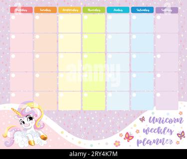 Timetable template with happy girls illustration Stock Vector Image ...