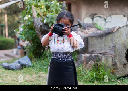 Young Amazonian girl in traditional costume dress, Boca da Valeria ...