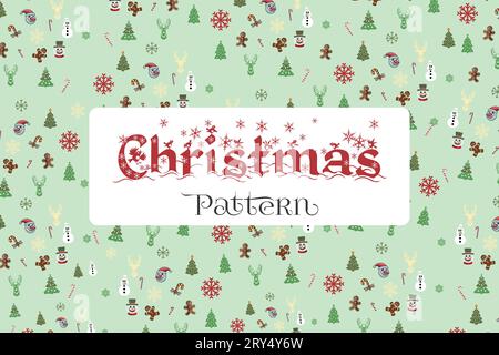 Colorful christmas seamless pattern. Repeated flat Xmas symbols. Simple ...
