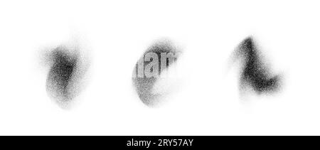 Abstract fluid stippled gradient elements. Noise grain texture stains ...