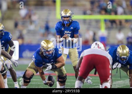 September 28, 2023:.Tulsa Golden Hurricane quarterback Cardell Williams ...