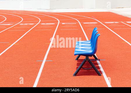 Blue reserve chair bench for staff, coach, substitutes players bench in ...