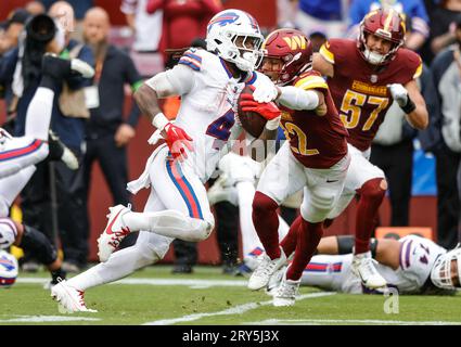 Buffalo Bills safety Darrick Forrest (28) stretches before a preseason ...
