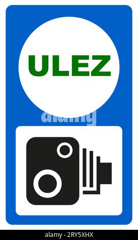 Vector illustration of the ULEZ (Ultra Low Emission Zone) road sign on ...