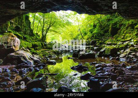 Porth Yr Ogof Cave on the Mellte River, Brecon Beacons National Park ...