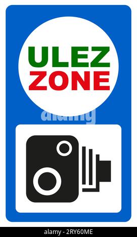 Vector illustration of the ULEZ (Ultra Low Emission Zone) road sign on ...