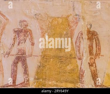 Egypt, Saqqara, tomb of Mehu, a straw stack with a papyrus at the top ...