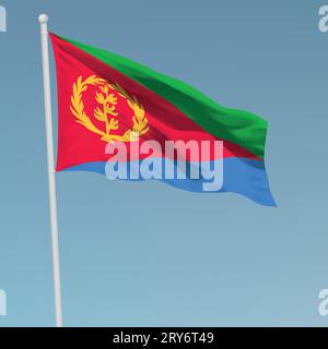 Waving flag of Eritrea on sky background. Template for independence day poster design Stock ...