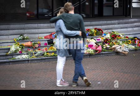 ROTTERDAM - Flowers on the sidewalk of the Erasmus MC, a day after two ...
