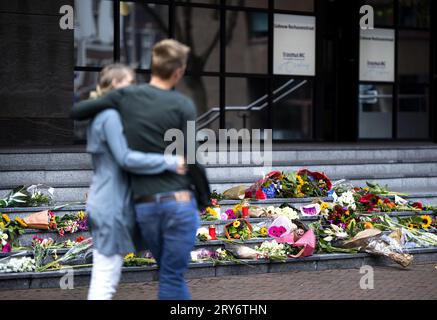 ROTTERDAM - Flowers on the sidewalk of the Erasmus MC, a day after two ...