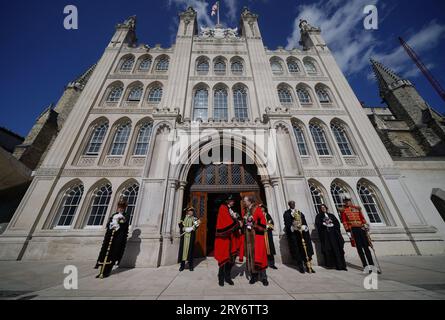 Outgoing Lord Mayor Nicholas Lyons (left) congratulates Alderman ...