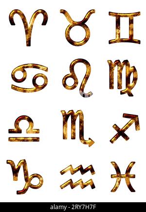 zodiac symbol TAURUS signs gold on white background 3D rendering Stock ...