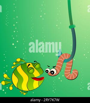 Fish eats a worm Stock Photo - Alamy