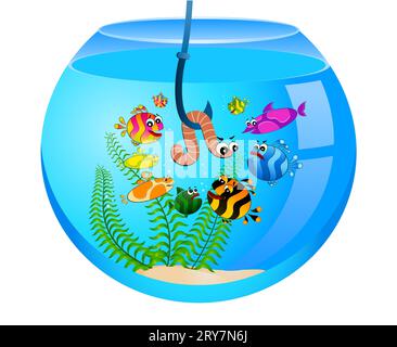 Fish eats a worm Stock Photo - Alamy