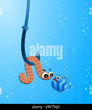 Fish eats a worm Stock Photo - Alamy