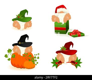Set of little nice santa Clauses Stock Photo - Alamy
