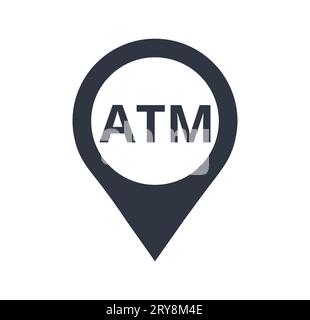 Bank ATM GPS map location dark push buttons with vivid color icons on ...