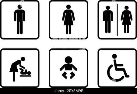 simple common restroom baby change table room disabled symbol icon sign ...