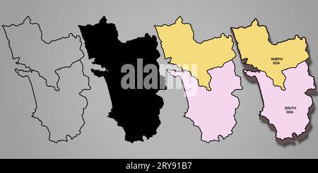 Goa blank and detailed outline map set - illustration Stock Photo - Alamy
