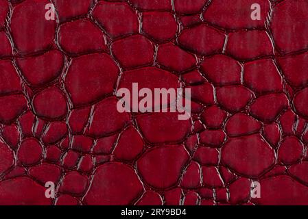Genuine leather texture, red color, rough matte surface, trendy ...