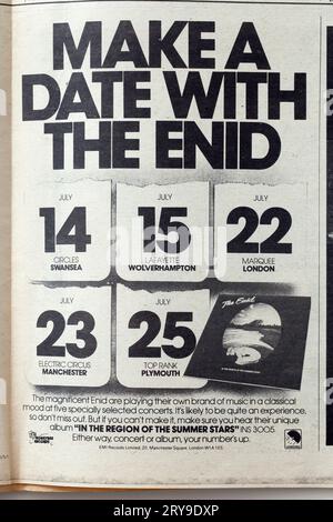 Concert Adverts in 1970s issue of NME New Musical Express Music Paper ...