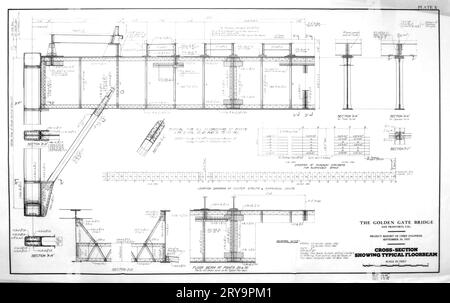 Golden Gate Bridge plans, illustration Stock Photo - Alamy
