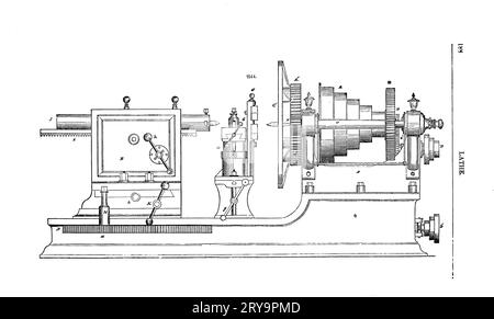 Lathe blueprint, illustration Stock Photo - Alamy