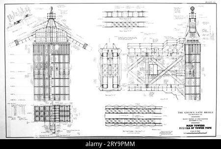 Golden Gate Bridge plans, illustration Stock Photo - Alamy
