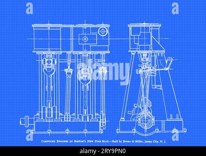 Compound engine blueprint, illustration Stock Photo - Alamy