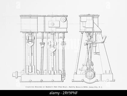 Compound engine blueprint, illustration Stock Photo - Alamy