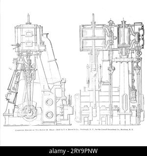 Compound engine blueprint, illustration Stock Photo - Alamy