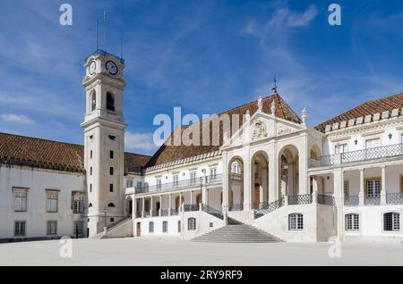 Facade of the main building of the Coimbra University - Portugal. It ...
