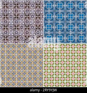 Set of four ceramic tiles patterns Stock Photo - Alamy