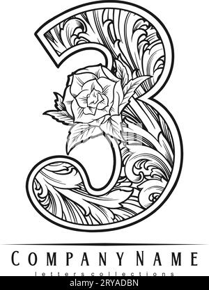 Classic number 3 monogram logo ultimate luxury vector illustrations for ...