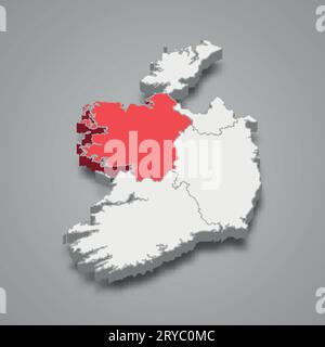 3d isometric map of Connacht is a province of Ireland, vector ...