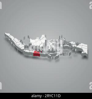 3d isometric map of East Java is a province of Indonesia, vector ...