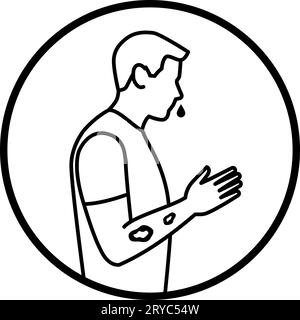 Easy bleeding, bruising and injury icon: man with nosebleed and bruises ...