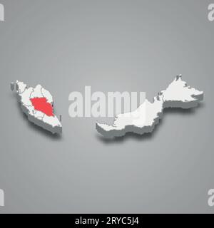 3d isometric map of Pahang is a state of Malaysia, vector illustration ...