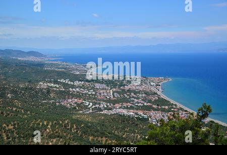 A view from Altinoluk Town, a resort area in Balikesir, Turkey Stock ...