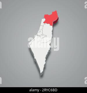 3d isometric map of Northern District is a region of Israel, vector ...