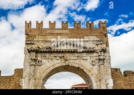 Arch of Augustus, an ancient Roman gateway to the city of Rimini in ...