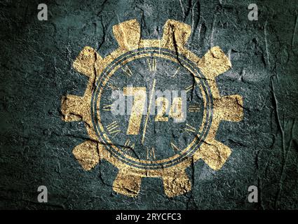 Timing badge symbol 7, 24 Stock Photo - Alamy