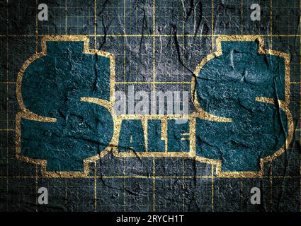 Sales draft design sticker on concrete textured surface Stock Photo - Alamy