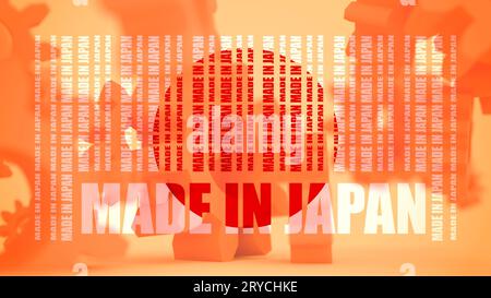 Blurred red gears levitation and made in Japan bar code Stock Photo - Alamy