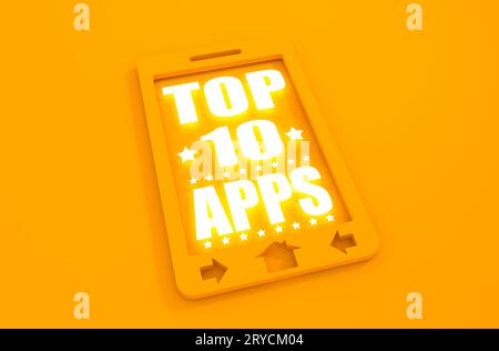 Top ten apps text on phone screen Stock Photo - Alamy