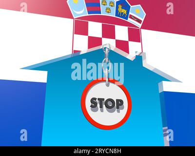 road stop sign in home icon textured by hungary flag Stock Photo - Alamy