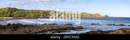Panorama of the beach at Coldingham Bay, Scottish Borders Stock Photo ...