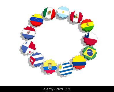 Latin American Integration Association members national flags Stock ...