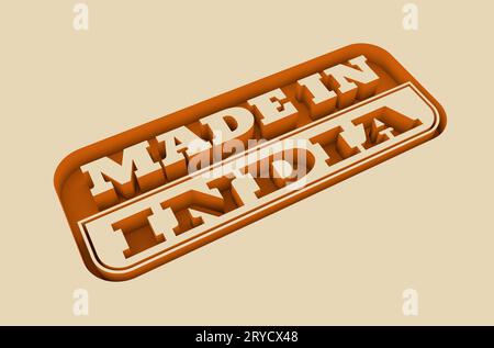 engraved stamp with made in India text Stock Photo - Alamy